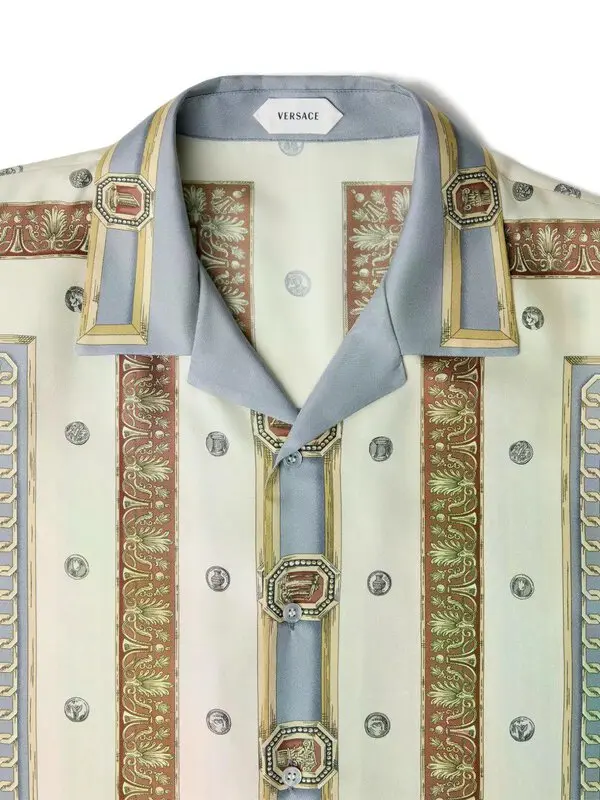 Versace Printed Silk Twill Shirt - Neutrals