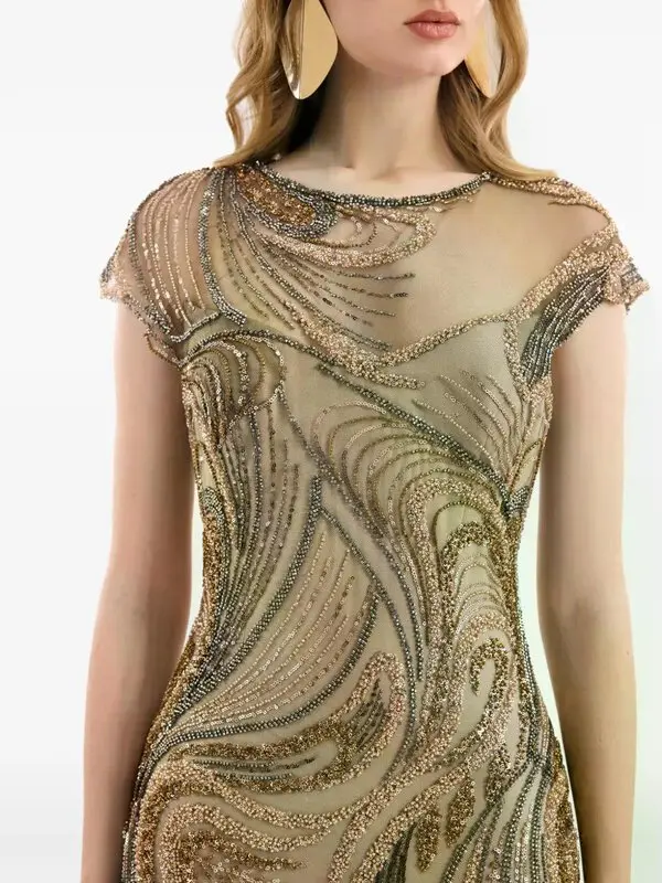 GEMY MAALOUF Beaded Embroidered Maxi Dress