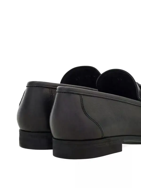 FERRAGAMO Calfskin Braided Gancini Loafers - Black