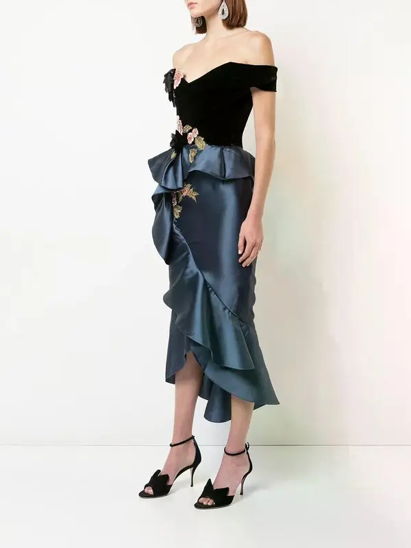 Marchesa Off-shoulder Cocktail Dress
