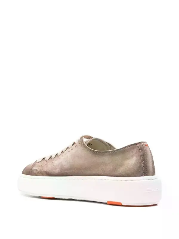 Santoni Leather Lace-up Sneakers With Platform Sole