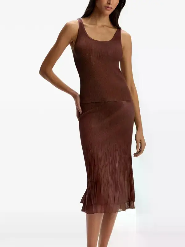 12 STOREEZ Ribbed-knit Tank Top - Brown