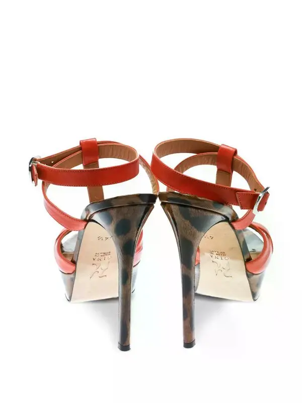 GINA Leopard Platform Leather Sandals