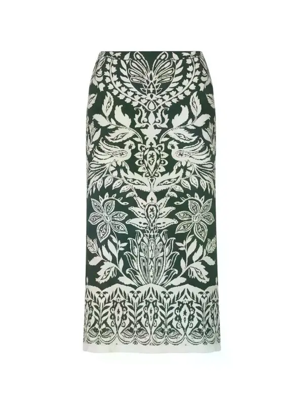 Farm Rio Floral High-waisted Skirt - Green