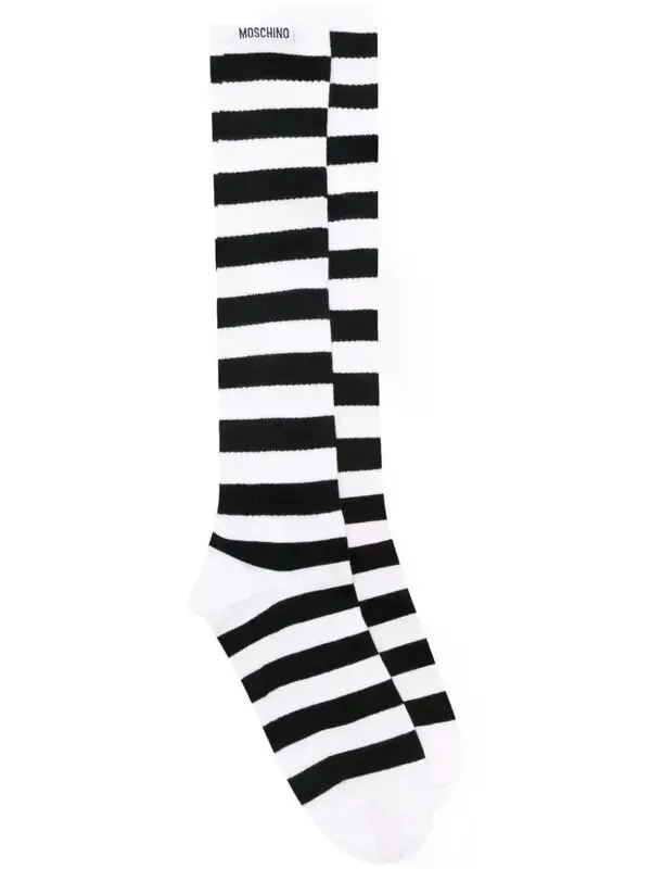 Moschino Knee-length Striped Socks - Black