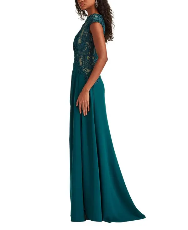 Tadashi Shoji Johari Embroidered Illusion Gown