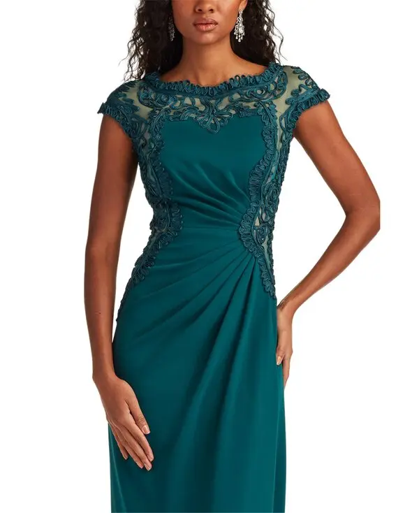 Tadashi Shoji Johari Embroidered Illusion Gown