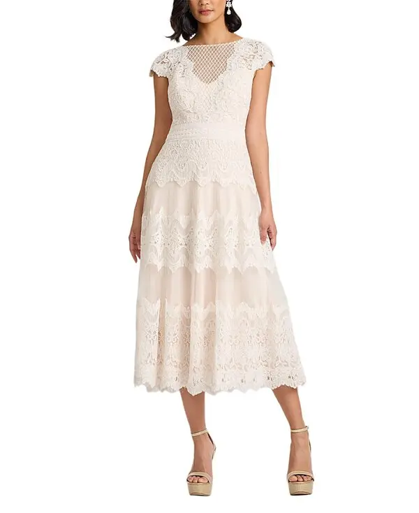 Tadashi Shoji Macia Lace Midi Dress - Ivory/petal