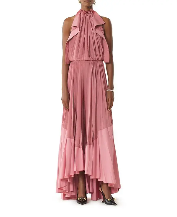 LANVIN Pleated Dress In Charmeuse And Cotton - Old Pink/satin Finish.