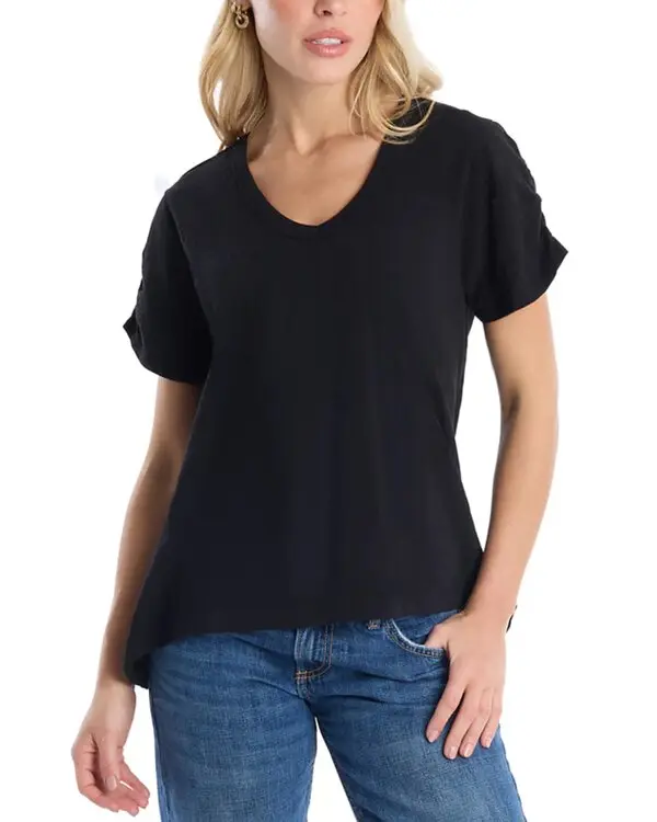 Wilt Deep V-neck Ruched Short-sleeve Tee