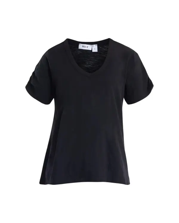 Wilt Deep V-neck Ruched Short-sleeve Tee