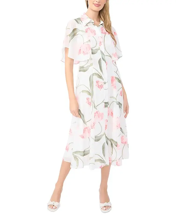Ted Baker London Miriam Flutter Sleeve Midi Dress - Rosy Touch