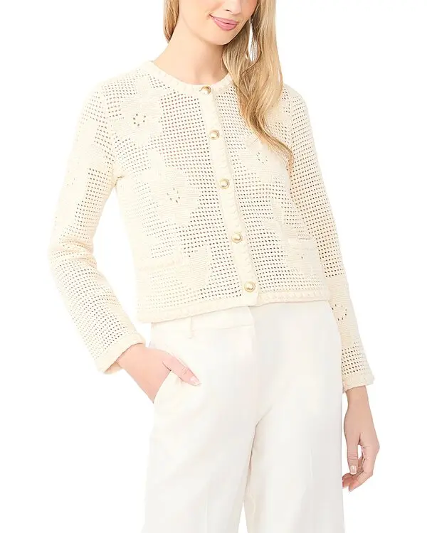 Ted Baker London Dana Floral Pointelle Cardigan - Light Fawn