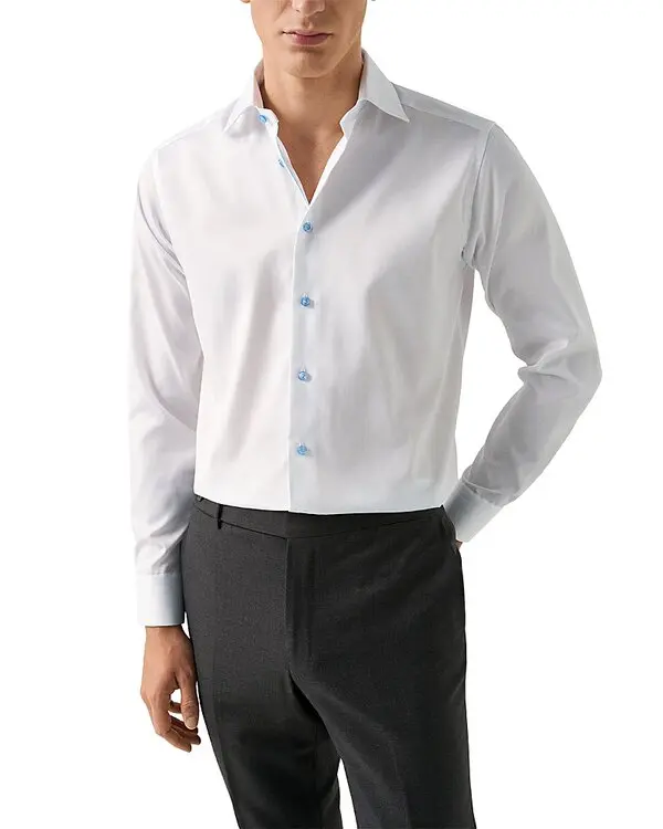 Eton Contemporary Fit Light Blue Details Signature Twill Shirt