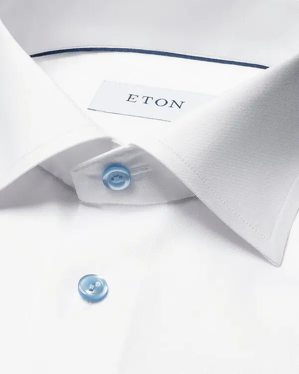 Eton Contemporary Fit Light Blue Details Signature Twill Shirt
