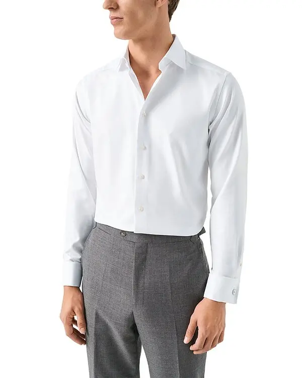 Eton Contemporary Fit Solid Textured Twill Shirt - White
