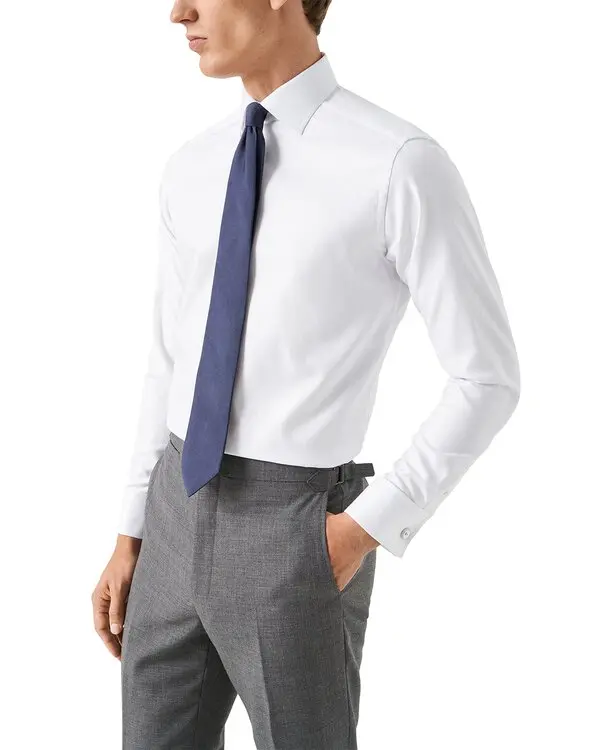 Eton Contemporary Fit Solid Textured Twill Shirt - White
