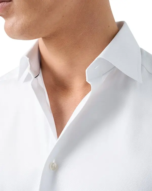 Eton Contemporary Fit Solid Textured Twill Shirt - White