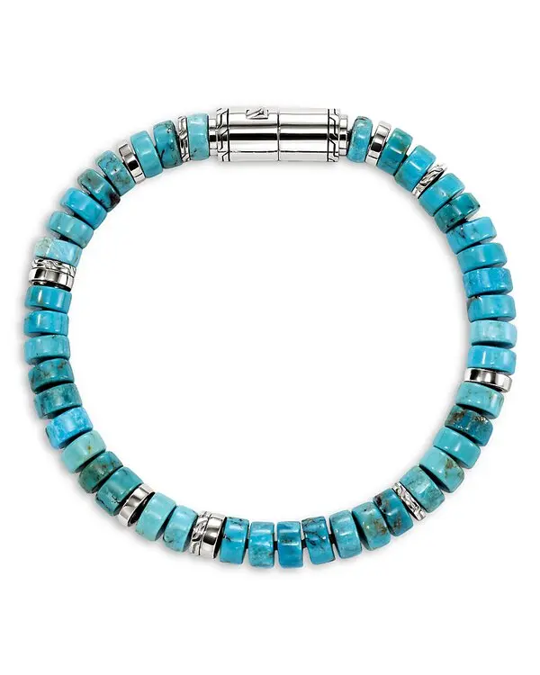 John Hardy Sterling Silver Heishi Bead Bracelet - Silver/turquoise