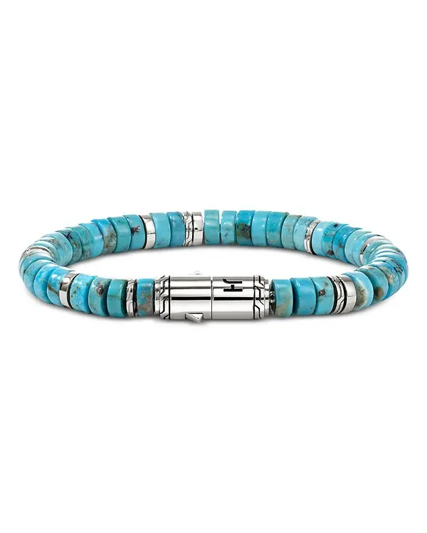 John Hardy Sterling Silver Heishi Bead Bracelet - Turquoise