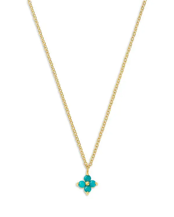 Zoe Chicco 14k Yellow Turquoise Flower Pendant Necklace - Gold