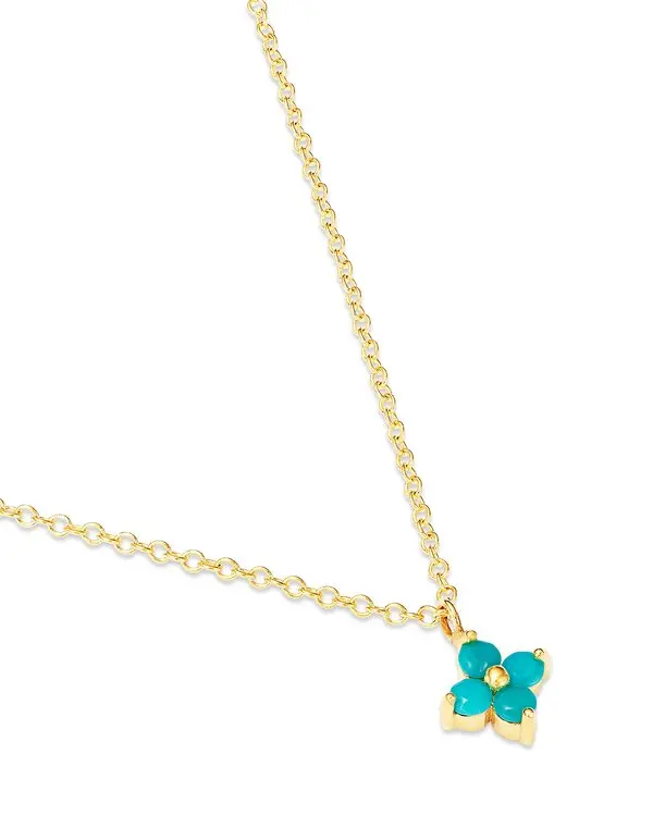 Zoe Chicco 14k Yellow Turquoise Flower Pendant Necklace - Gold