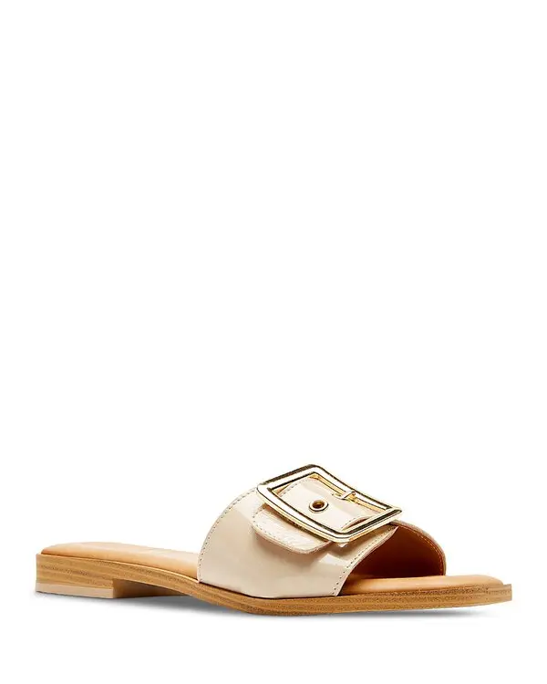 La Canadienne Stefan Slide Sandals With Buckle Detail - Beige