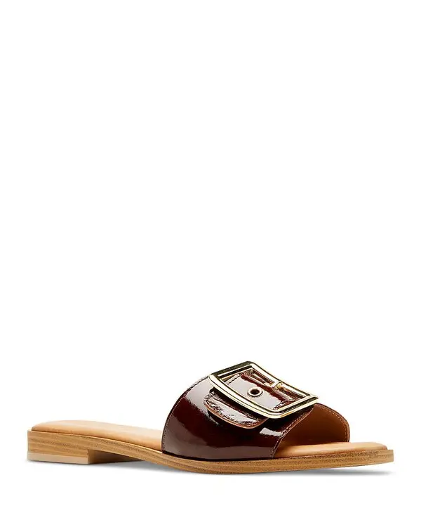 La Canadienne Stefan Slide Sandals With Buckle Detail - Brown