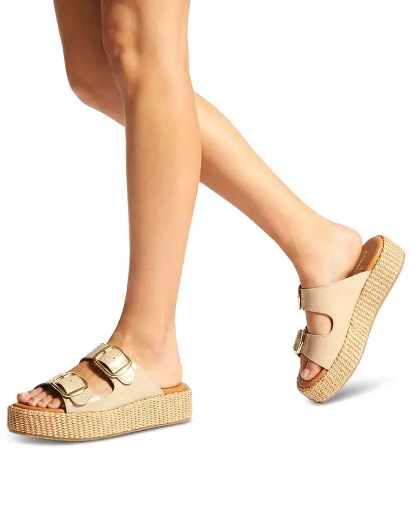 La Canadienne Shea Buckle Platform Sandals - Beige