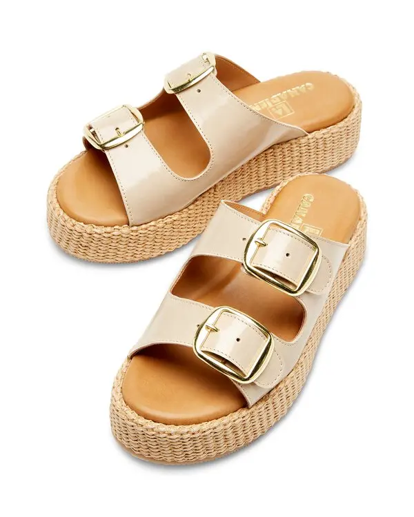 La Canadienne Shea Buckle Platform Sandals - Beige