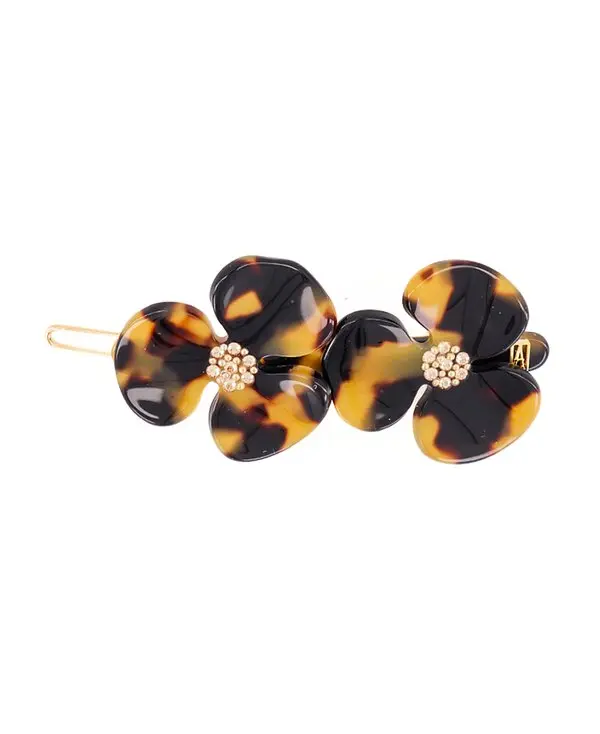 Alexandre De Paris Camelia Acetate Side Barrette - Brown