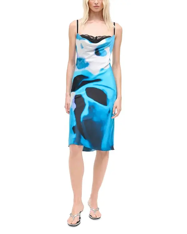 Staud Evangeline Silk Blend Dress - Blue Haze