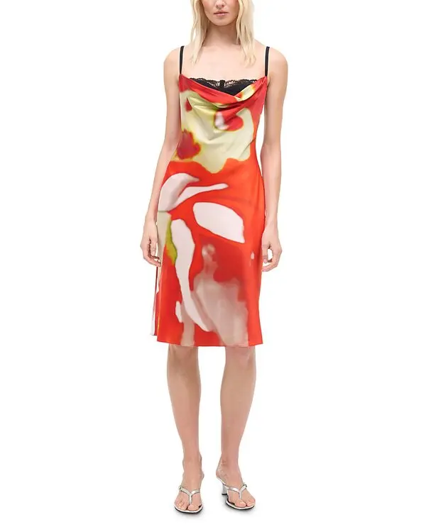 Staud Evangeline Silk Blend Dress - Red Zone