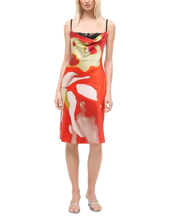 Staud Evangeline Silk Blend Dress - Red Zone