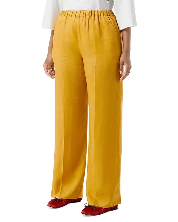 Marina Rinaldi Linen Wide Leg Pants - Honey