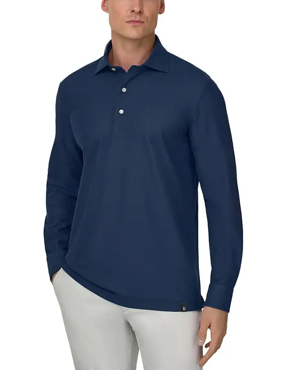 Boggi Milano Regular Fit Structured Polo Shirt - Navy Blue