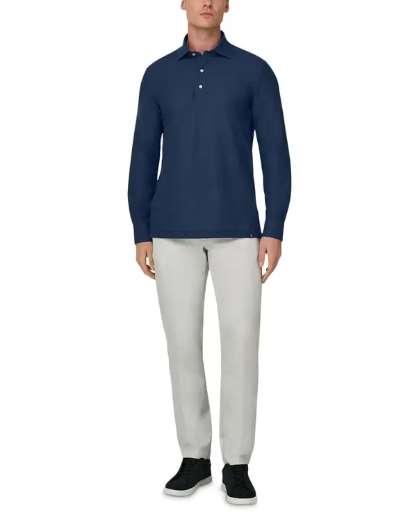 Boggi Milano Regular Fit Structured Polo Shirt - Navy Blue