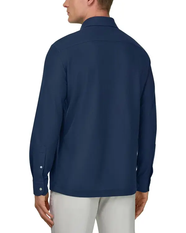 Boggi Milano Regular Fit Structured Polo Shirt - Navy Blue