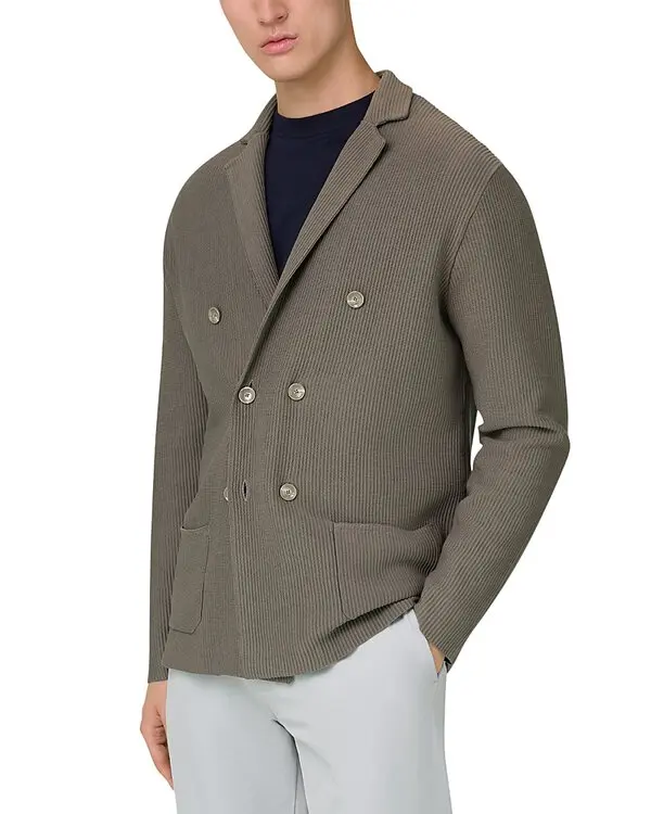 Boggi Milano Regular Fit Double Breasted Jacket - Mud