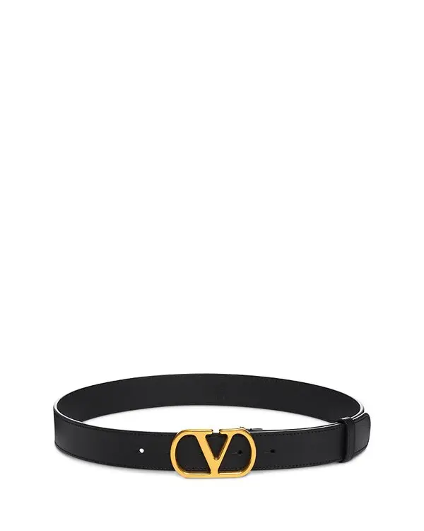 Valentino Garavani Vlogo Leather Belt - Black