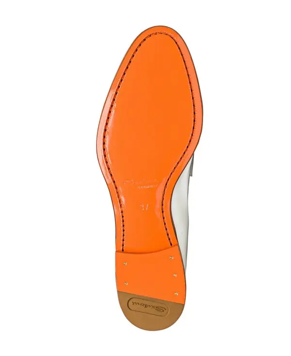 Santoni Leather Penny Loafer - White