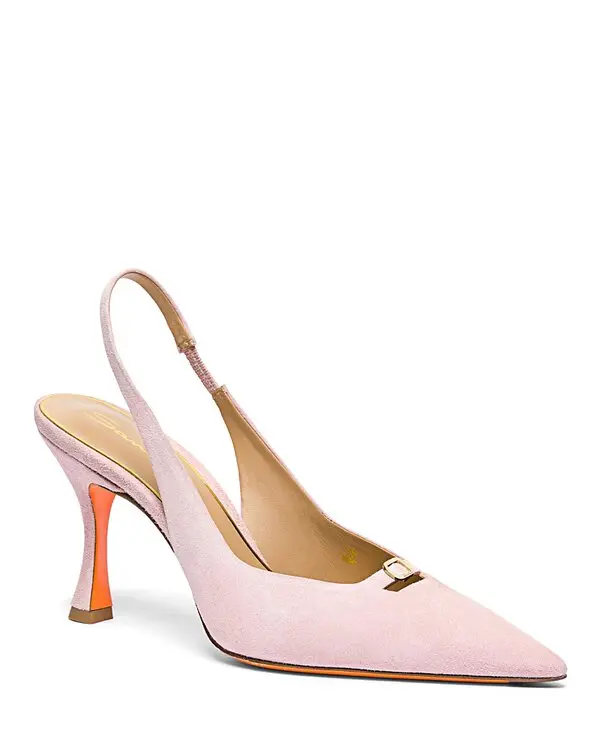 Santoni Suede High-heel Slingback - Light/pastel Pink