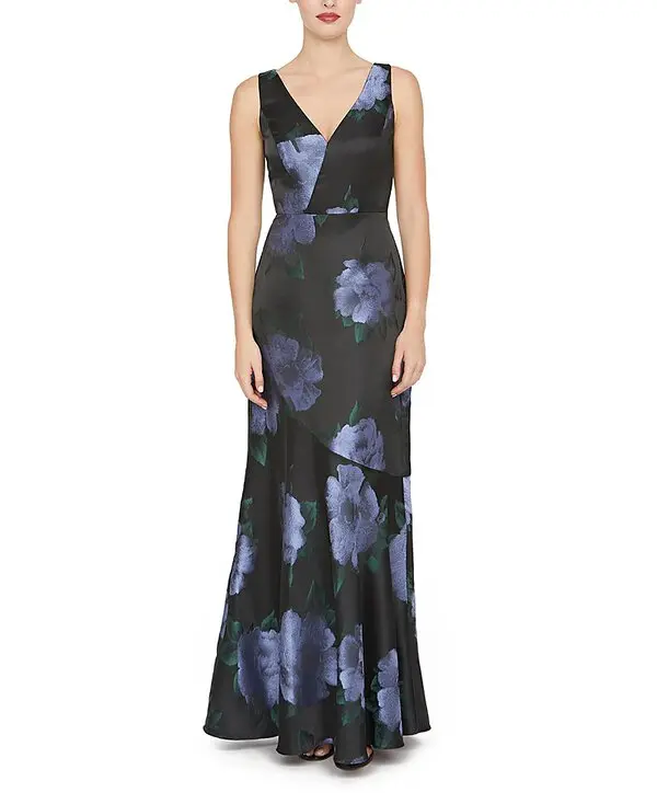 KAY UNGER Floral Print Gown
