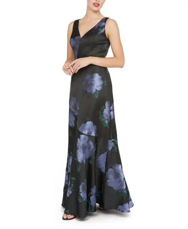 KAY UNGER Floral Print Gown