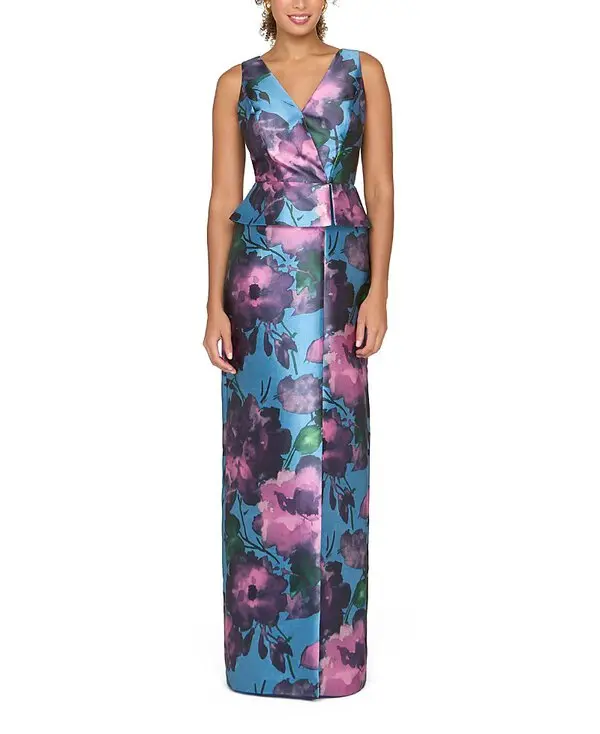 KAY UNGER Celeste Column Gown - Turquoise