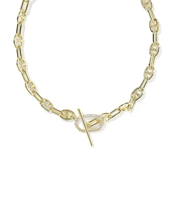 Kendra Scott Elisa Pave Toggle Mariner Chain Necklace - Gold White
