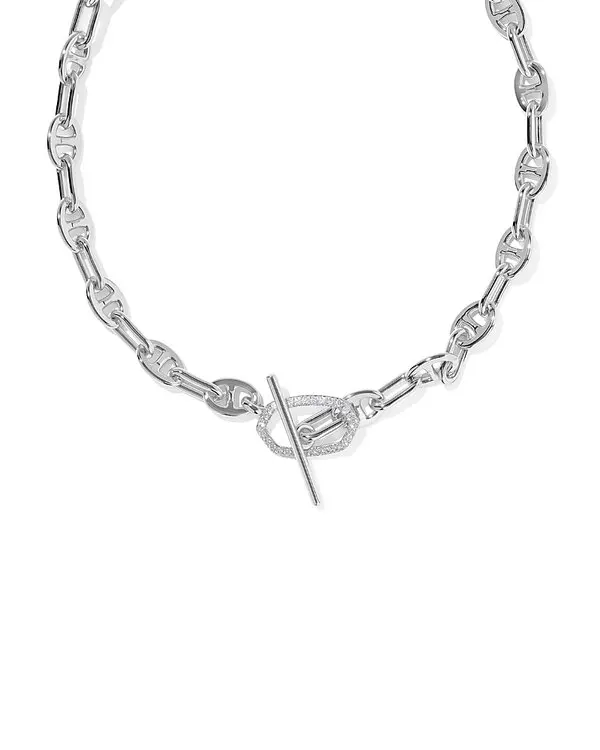 Kendra Scott Elisa Pave Toggle Mariner Chain Necklace - Silver White