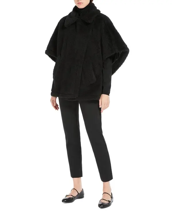 Max Mara Alpaca, Wool & Silk Teddy Poncho Jacket