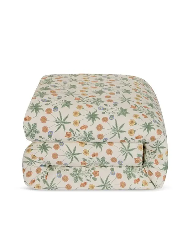 PIGLET IN BED Morris & Co Daisy Cotton Duvet Cover, Queen - Sage/mindful Cream