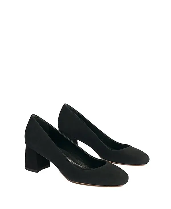 Marion Parke Suede Block Heel Pumps - Black